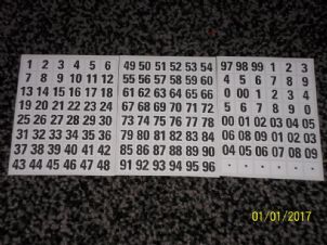 CAGE NUMBER STICKERS 0-99